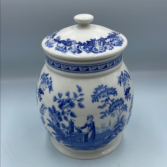 Spode | Art | Spode Blue Room Covered Biscuit Jar Canister Girl At Well ...
